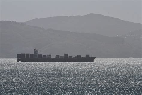 Outward Bound Lightly Loaded Container Ship Leaving Wellin Paul
