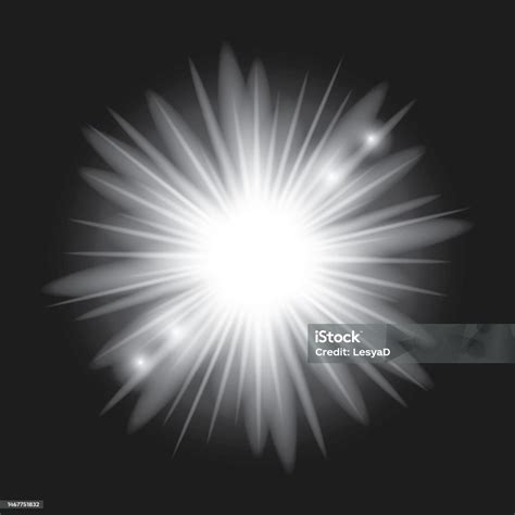 백색광 광선 효과 광선 빛나는 플래시 렌즈 플레어 어두운 배경 벡터 일러스트레이션 개체 그룹에 대한 스톡 벡터 아트 및 기타