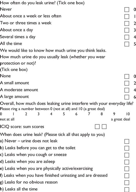 Incontinence Severity Index Questionnaire At Lula Meyers Blog