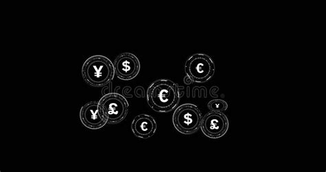 Animation Of Currency Icons With Data Processing Over Black Background Stock Footage Video Of