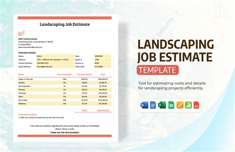 Sample Landscaping Estimate Template In Word Excel Apple Pages Apple Numbers PDF Google