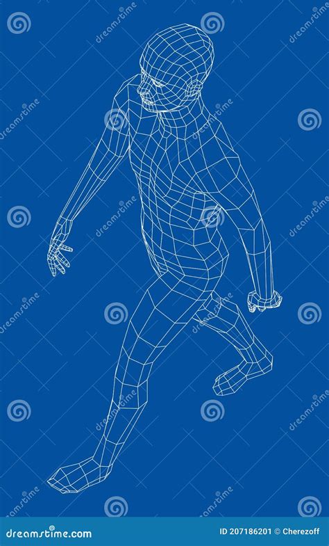 Wireframe Walking Man Vector Stock Vector Illustration Of Workout Business 207186201