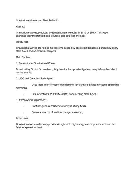 gravitational waves and their detection pdf