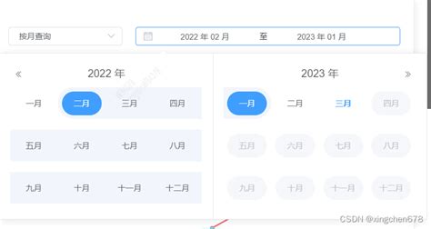 Vue Element Ui月份范围选择器，禁用未来月份，跨度为12个月vue选取月份范围 Csdn博客
