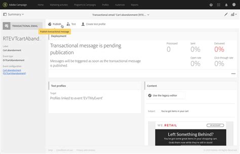 Transactional Message Lifecycle Adobe Campaign