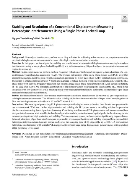 Pdf Stability And Resolution Of A Conventional Displacement Measuring