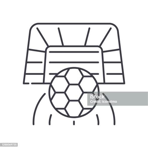 축구 목표 아이콘 선형 격리 된 일러스트레이션 얇은 줄 벡터 웹 디자인 기호 흰색 배경에 편집 가능한 스트로크와 개요 개념 기호 Championship에 대한 스톡 벡터