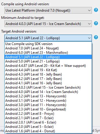 Xamarin Installed API Version 28 Pie Is Not Showing In Target Android Version In Visual