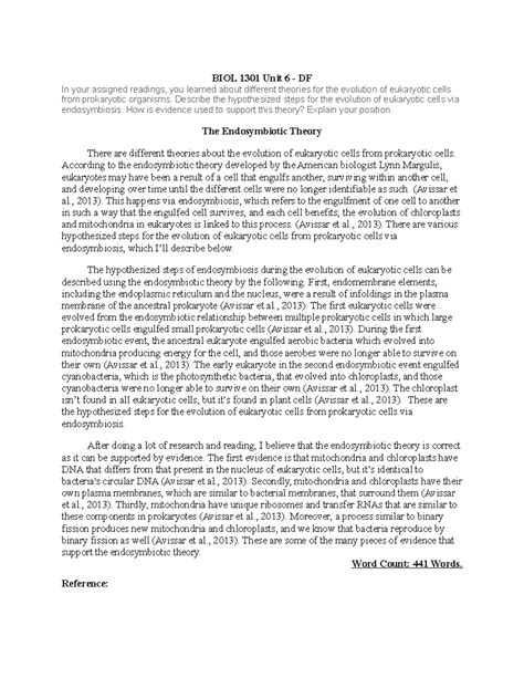 Biol 1301 Unit 6 Discussion Assignment Biol 1301 Unit 6 Df In Your Assigned Readings You