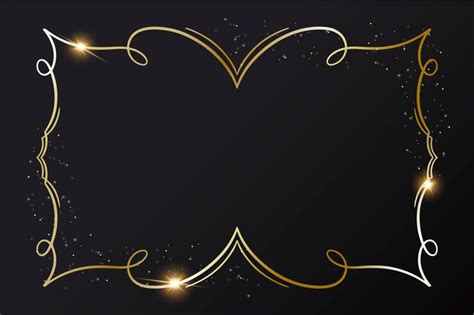 골든 프레임이 있는 그라데이션 검정색 배경 무료 벡터