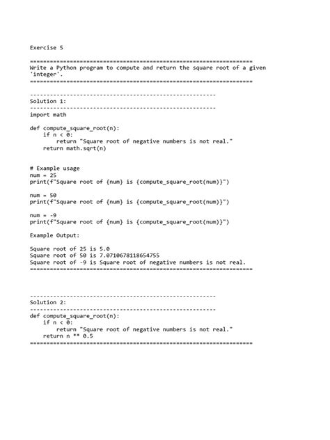 Ex5 Python Program To Compute And Return The Square Root Of A Given