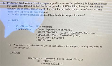Solved 5 Predicting Bond Values Use The Chapter Appendix