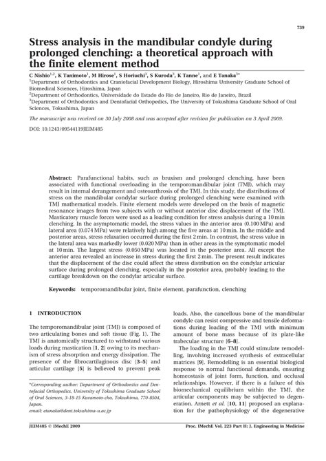 Pdf Stress Analysis In The Mandibular Condyle During Prolonged