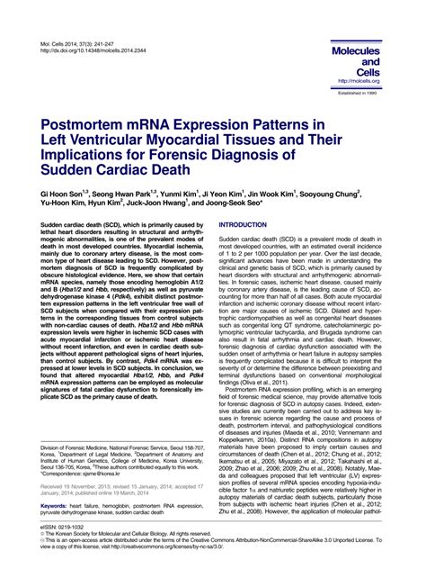 Pdf Postmortem Mrna Expression Patterns In Left Ventricular