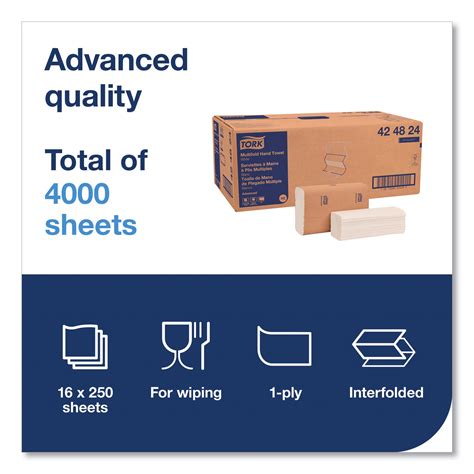 Tork® Advanced Multifold Hand Towel 1 Ply 9 X 9 5 White 250 Pack 16 Packs Carton