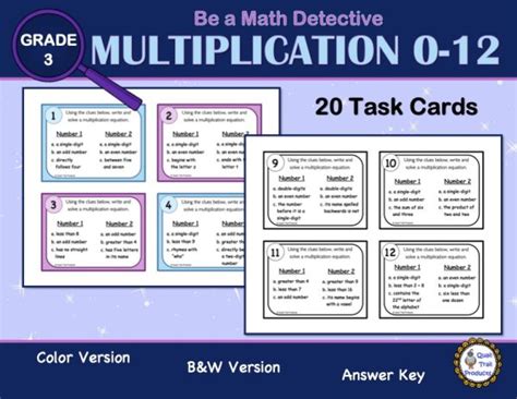 Multiplication 0 12 Task Cards Math Detectives Made By Teachers
