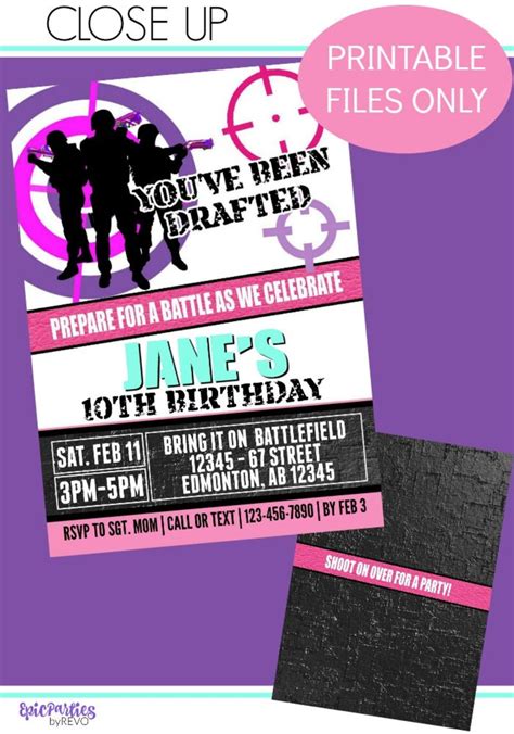 Dart Wars Invitation Dart Wars Birthday GIRLS Dart Party Etsy