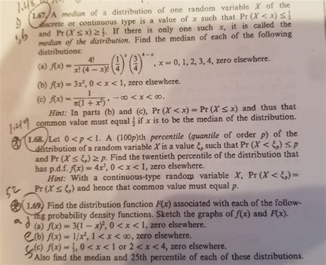 Solved Ib 167a Median Of A Distribution Of One Random