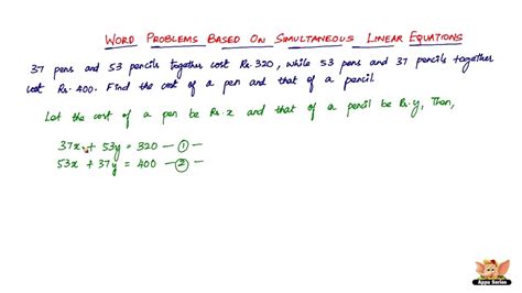 Word Problems On Simultaneous Linear Equations Tessshebaylo