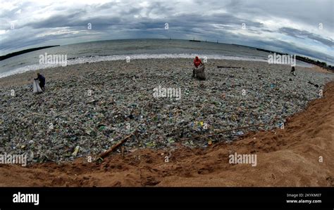 Plastic Pollution And Garbage From The Indian Ocean Collects On The