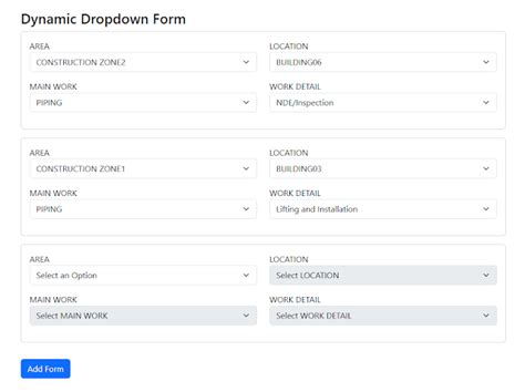 Dynamic Dropdown Form Autocomplete Level