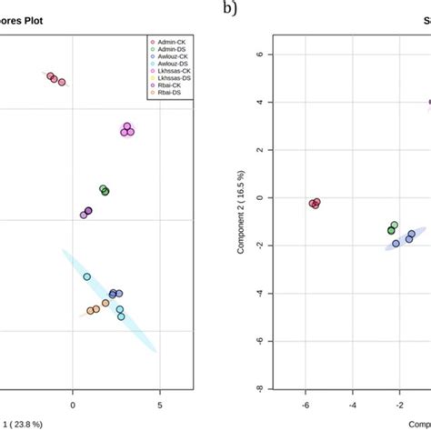 Pca Scores Plot A And Pls Da Scores Plot B On Lipidomics Dataset