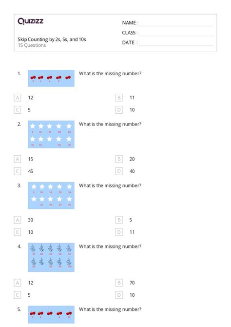 50 skip counting by 5s worksheets for 5th grade on quizizz free
