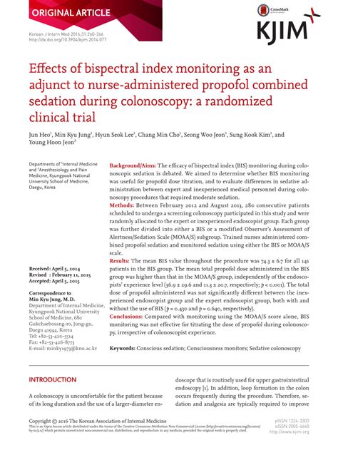 Pdf Effects Of Bispectral Index Monitoring As An Adjunct To Nurse Administered Propofol