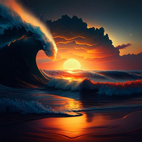 The Rhythmic Sound Of Waves Rolling Onto The Shore Fills The Air Creating A Soothing Melody