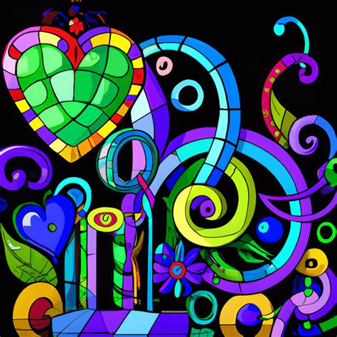 Doodle Zentangle Drawing In Stained Glass Style On A Dark Background · Creative Fabrica