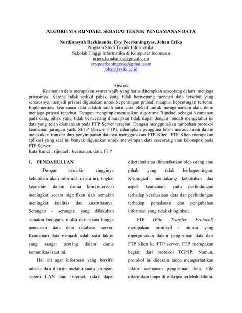Pdf Algoritma Rijndael Sebagai Teknik Pengamanan Data