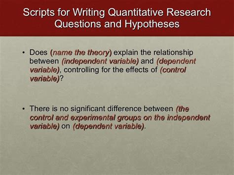 Scripts For Writing Quantitative Research Questions And Hypotheses Does