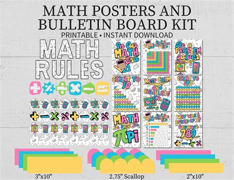 Math Classroom Bulletin Board Border Kit Printable Retro Math