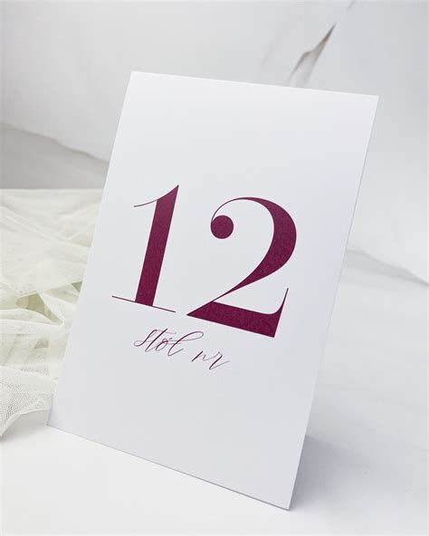 Numery Na Stół Weselny Stawiane Minimalistyczne Proste Bordo Minimal Magenta Labienpl