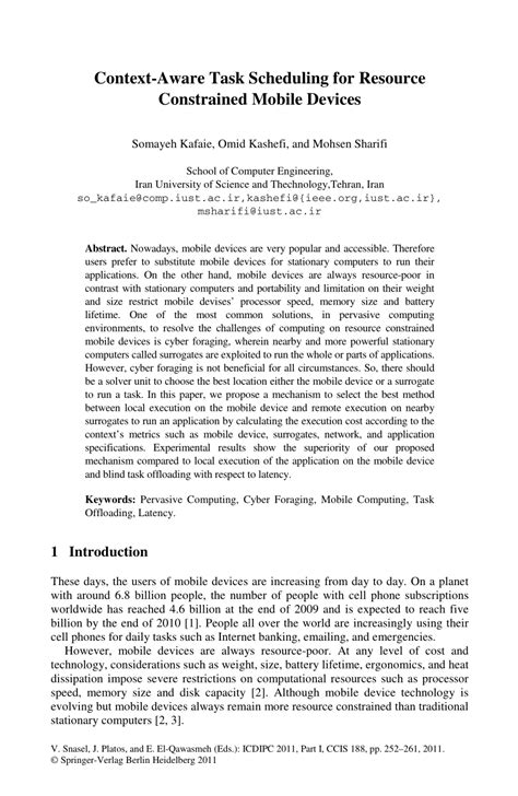 Pdf Context Aware Task Scheduling For Resource Constrained Mobile Devices