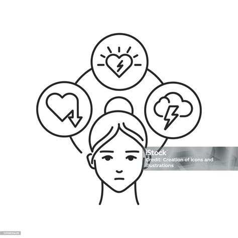 우울증 검은 선 아이콘입니다 미친 사람 증상 슬픔 낮은 리비도 정신적 외상 벡터 절연 그림입니다 편집 가능한 스트로크입니다 벡터에 대한 스톡 벡터 아트 및 기타 이미지