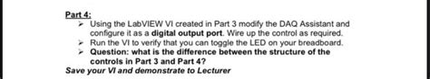 Solved Part 4 Using The Labview Vi Created In Part 3 Modify