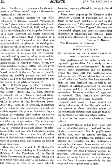 Sex Determination And Parthenogenesis In Phylloxerans And Aphids Science