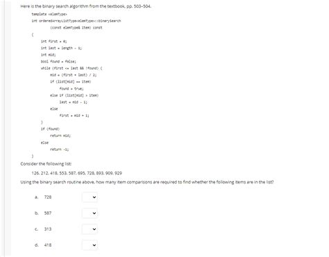Solved Here Is The Binary Search Algorithm From The Chegg