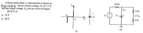 Solved A Zener Diode Ideal I V Characteristic Is Shown In Figure A Given A Zener Voltage Vz