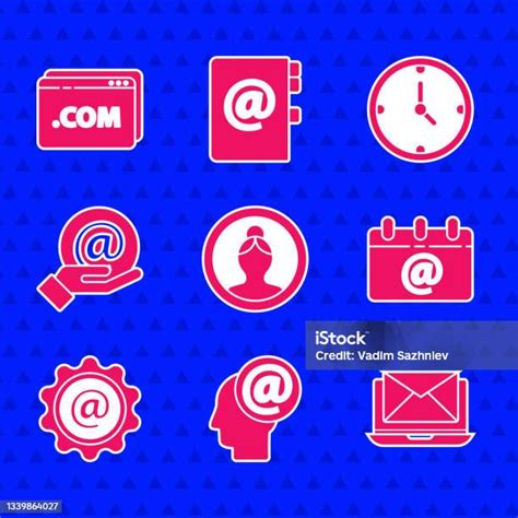 계정 화면 만들기 메일 및 전자 메일 봉투가 있는 랩톱 캘린더 이메일 손에 시계 및 웹 사이트 템플릿 아이콘을 설정합니다 벡터