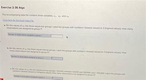 Click Here For The Excel Data File A Bin The Values Chegg Com