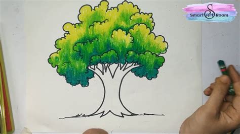 How To Draw And Color Tree Realistic Tree Drawing Very Easy Method To Draw And Color A Tree