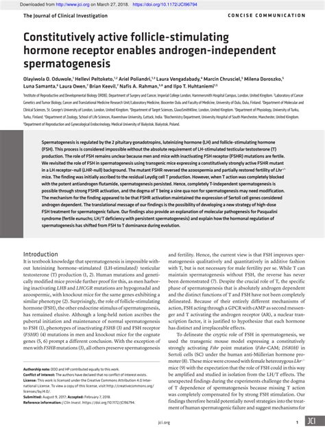 Pdf Constitutively Active Follicle Stimulating Hormone Receptor Enables Androgen Independent