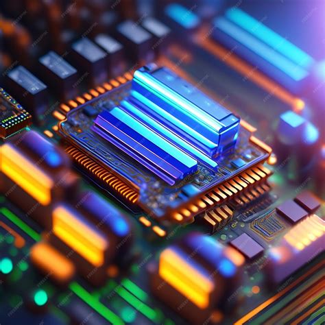 Premium Ai Image Electric Computer Circuit Board Interior Data Microchip Motherboard Ram