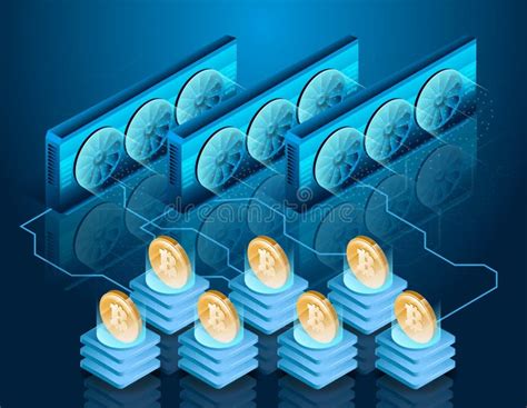 Bitcoin Mining Process Server Farm Blockchain Technology Stock Vector