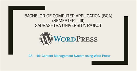 Mr Bipin S Rupadiya Bca Sem 4 Word Press Saurashtra University