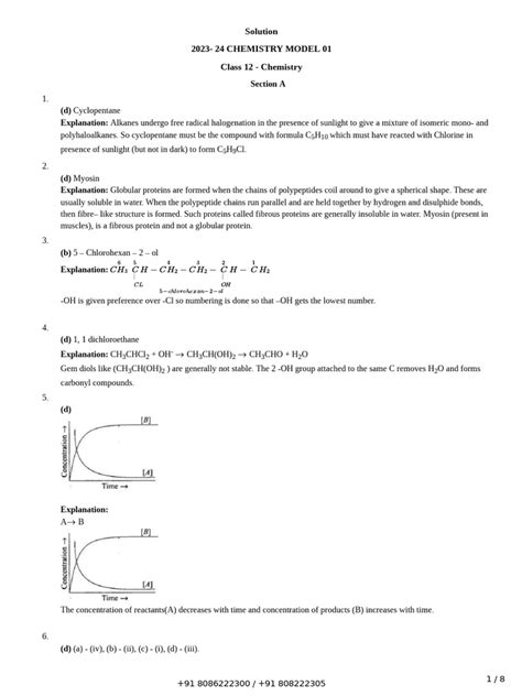Chemistry Model 01 Solns Pdf Coordination Complex Amine