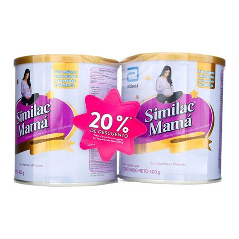 Alimento Abbott Similac Mamá Iq Plus Polvo Tarro X 400 G X 2 Uds 20 De