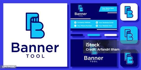 초기 편지 B 모노그램 플래그 배너 도구 명함 템플릿과 간단한 현대 로고 디자인 개념에 대한 스톡 벡터 아트 및 기타 이미지 개념 개념 기호 광고 Istock